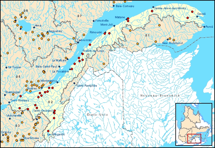 Liste des stations hydrométriques